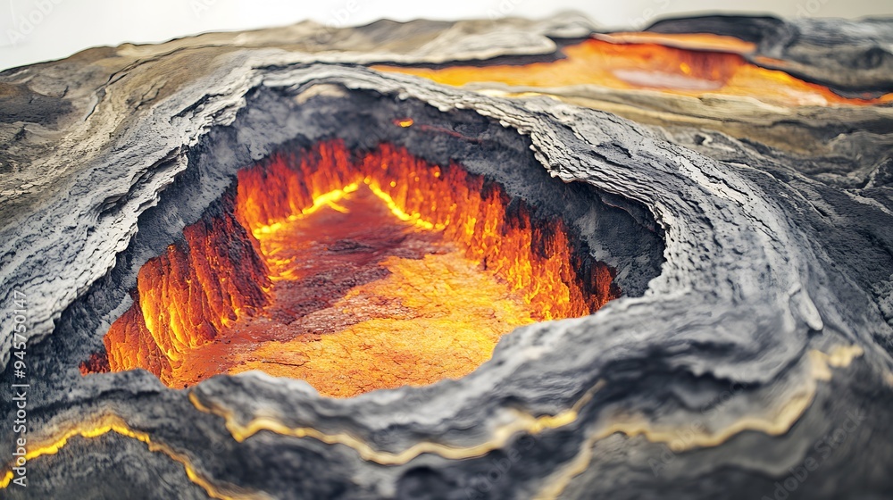 Foto de Stock 28. A detailed cross-section of a volcano showing magma ...