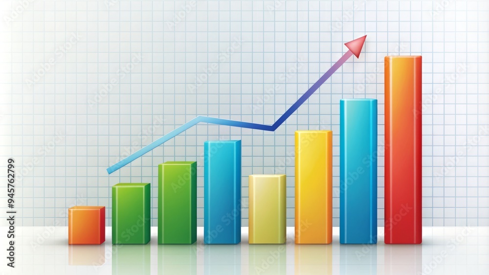Colorful bar chart comparing three categories with increasing values ...