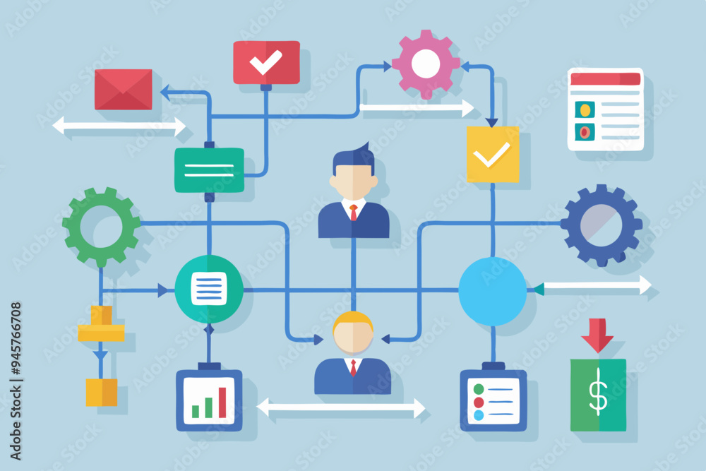 Business process, workflow diagram or model design, flowchart to get ...