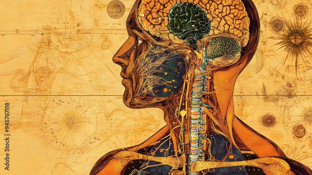 80. A detailed map of the human endocrine system with glands and ...