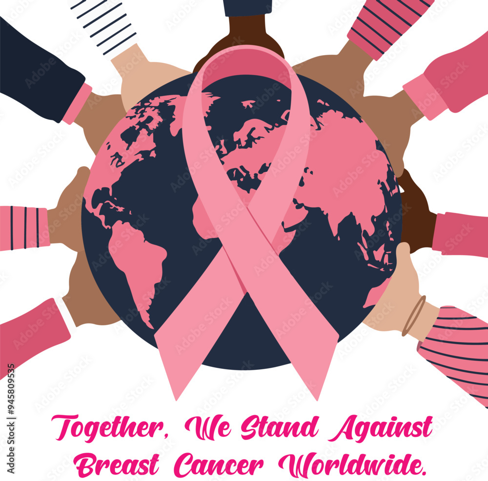 October lettering design with pink ribbon. Breast Cancer Awareness ...