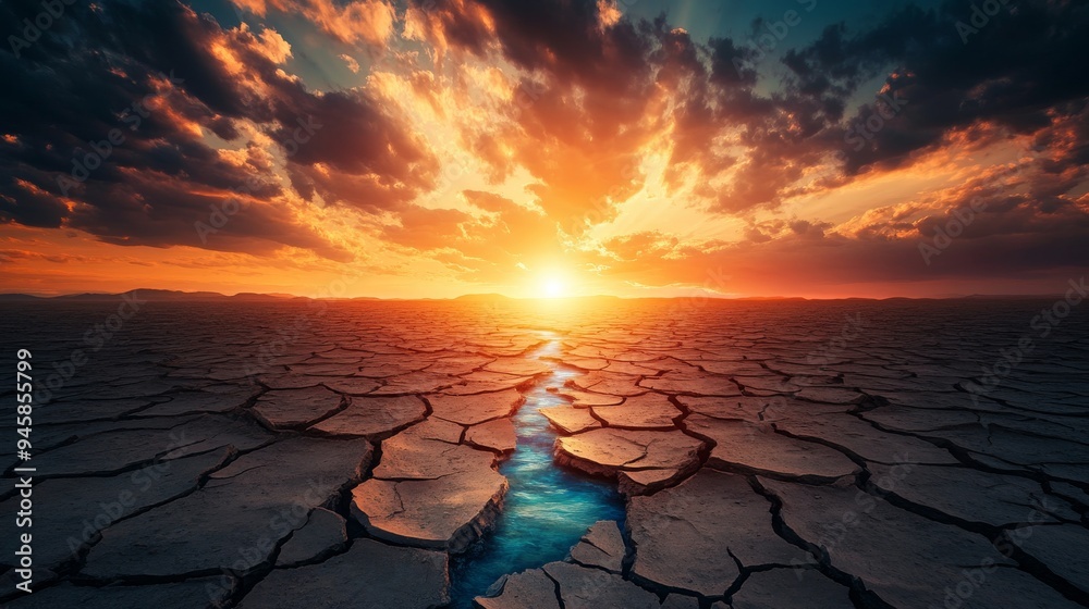 Climate change induced drought, disaster, barren, land, dry, shrinking ...