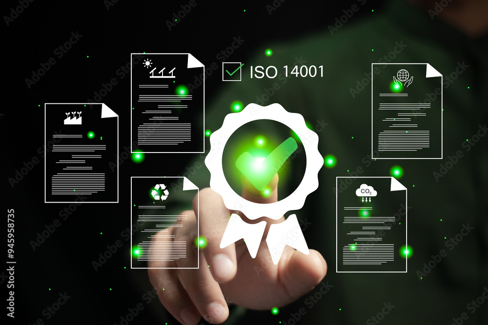 ISO 14001 concept. ISO standards quality control 14001 certified for ...