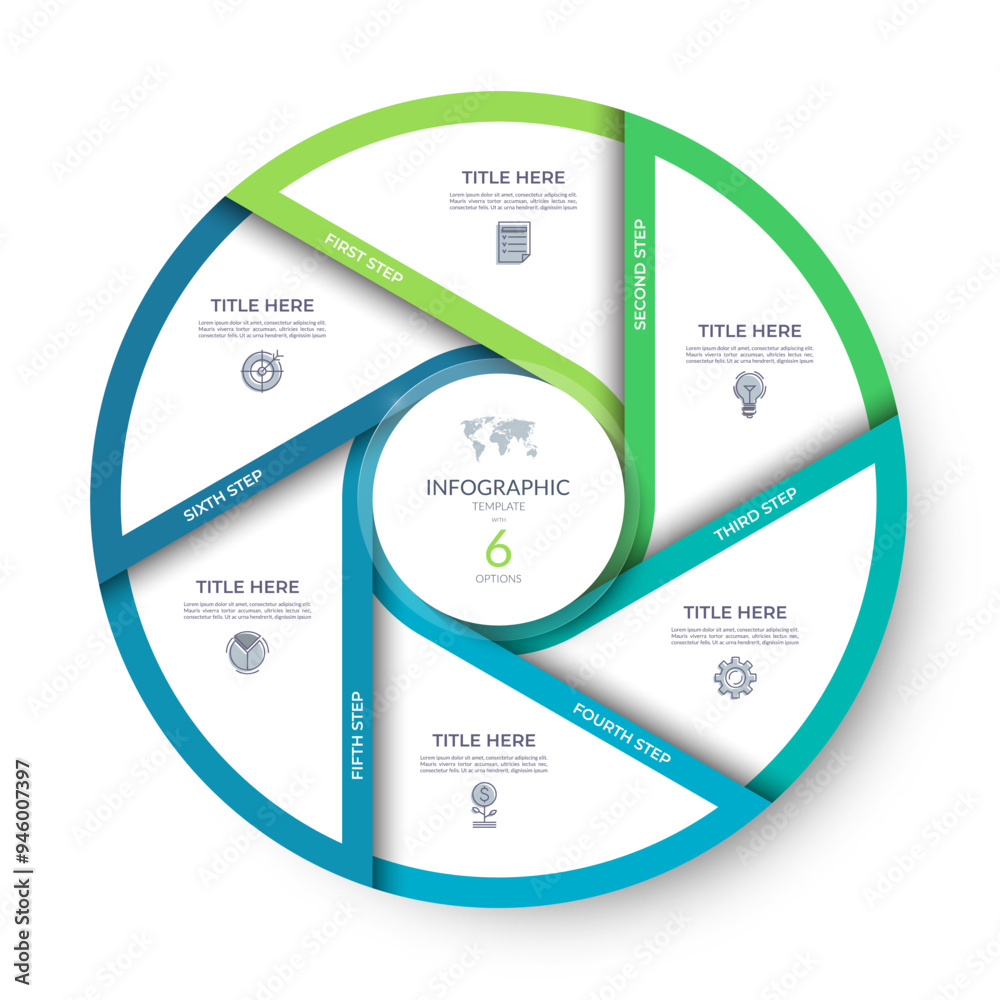 Infographic circle with 6 options. 6-step process chart, cycle diagram ...