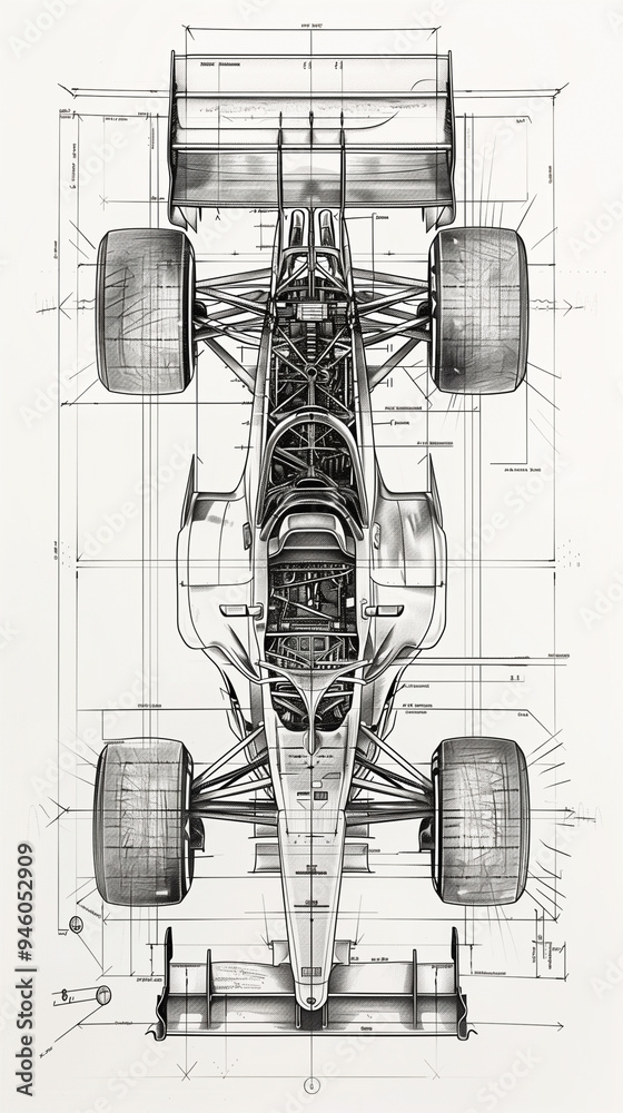 Blueprint sketch of a formula one race car Stock Illustration | Adobe Stock