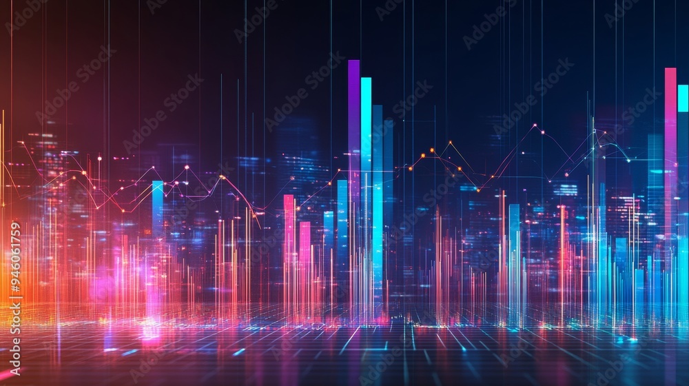 The chart is a vibrant 3D chart with colorful peaks and valleys and a ...