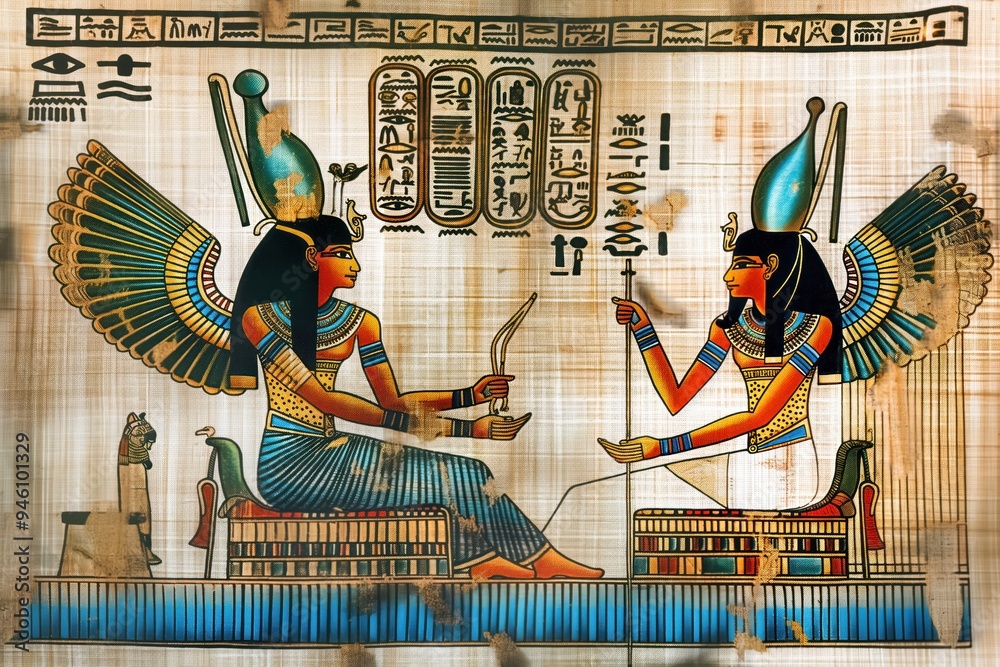 Papyrus paper with ancient egyptian texture. Brown, yellow, beige ...