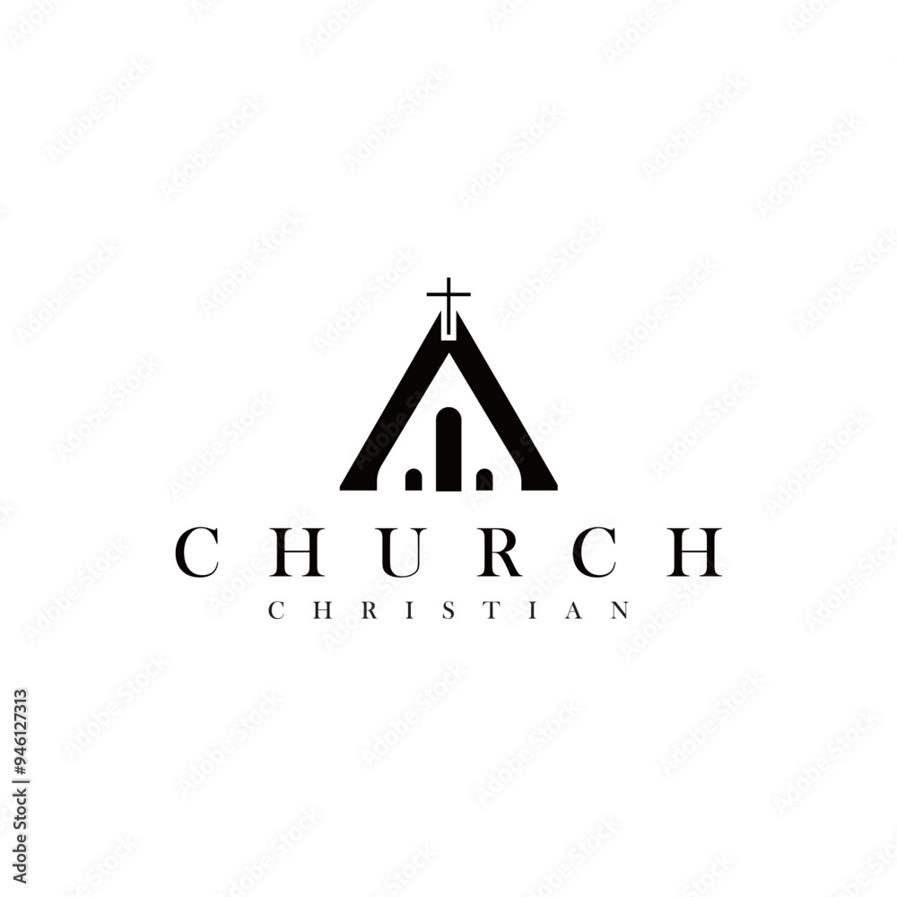 Religious church logo in flat style isolated on white background ...
