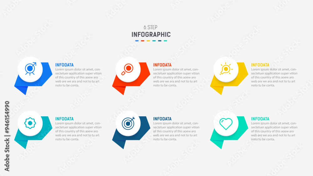 Business infographics design for Six Step, option, parts or process ...