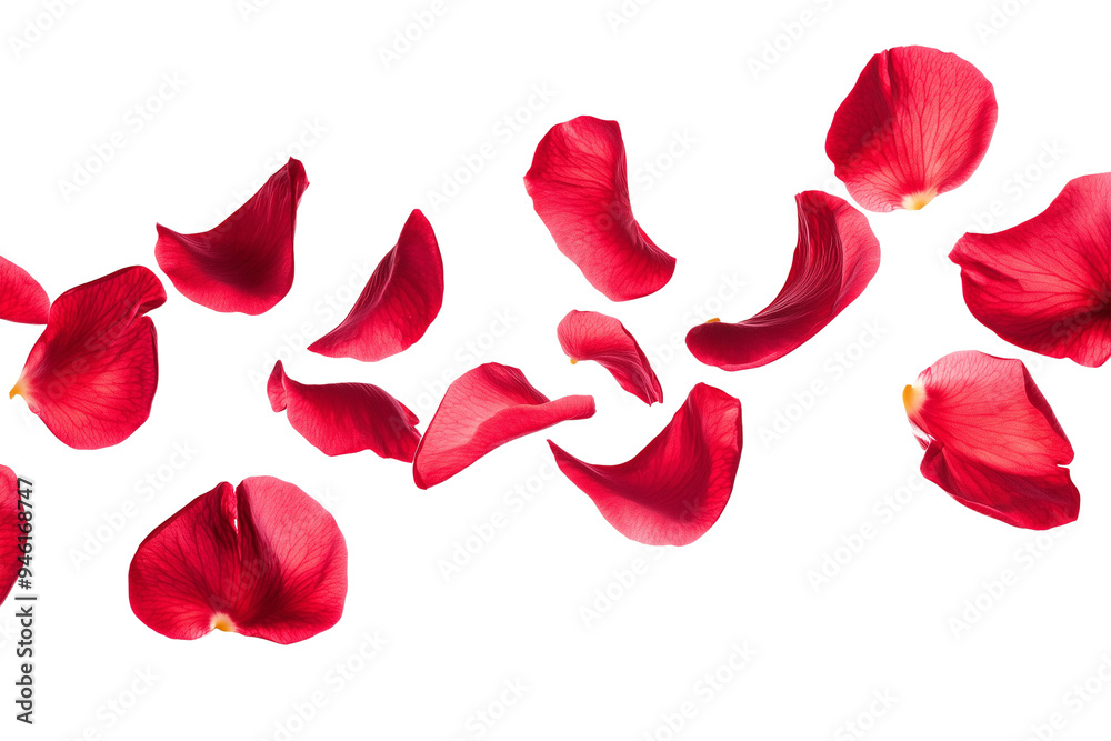 Flying red petals in spring, beautiful floral levitation isolated on ...