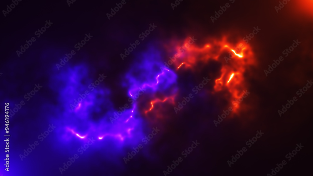 Epic cinematic purple and orange energy rays. Cosmic futuristic neon ...