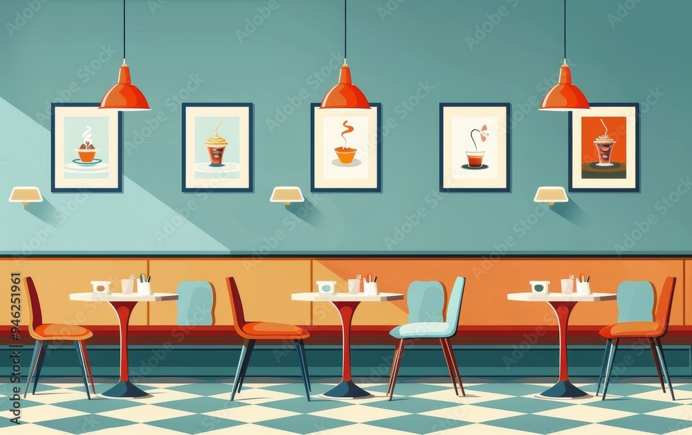 Dining and Eating Out flat design front view restaurant theme cartoon ...