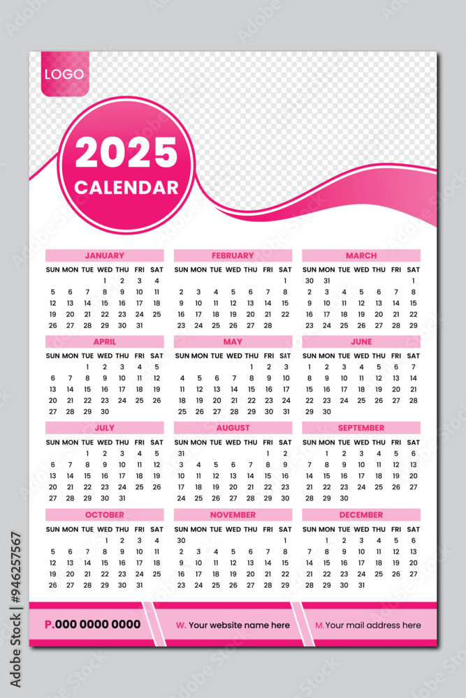 2025 Wall calendar design one page,modern 12month one page calendar ...