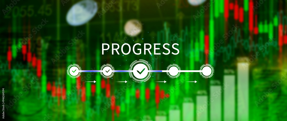 Progress concept, touching to tick correct mark in checklist with ...