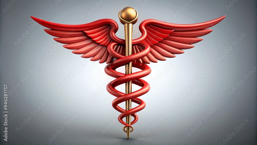 Ilustración de Stock A modern, simplified caduceus icon incorporates a ...