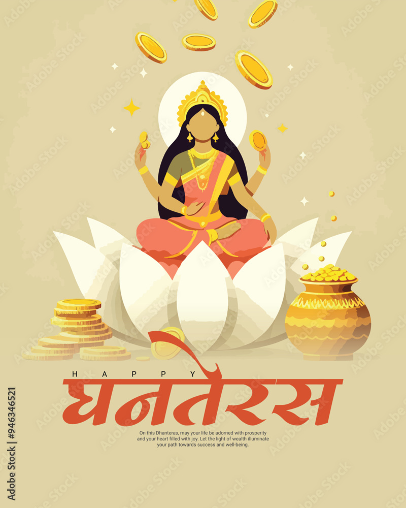 Happy Dhanteras with devi lakshmi social media post banner template ...