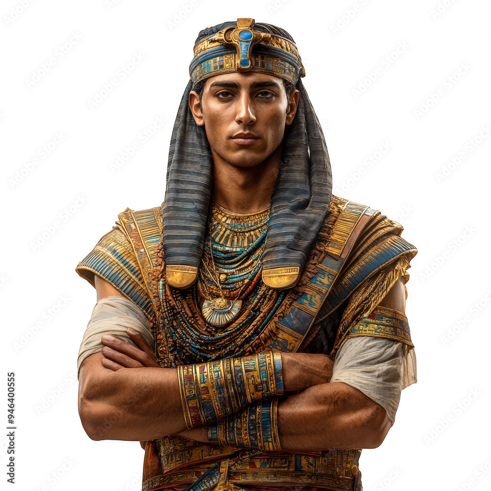 Ancient Egyptian man in traditional pharaoh attire historical portrait ...