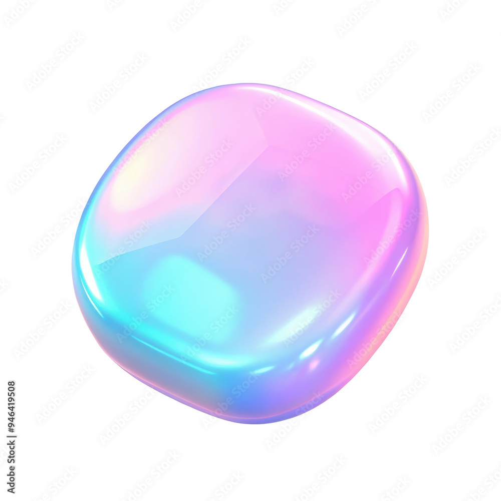 3D glossy rounded icon with holographic colors and a smooth, reflective ...