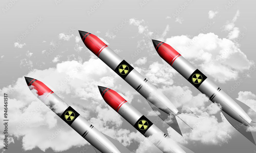 nuclear cruise missiles fly in the sky. the concept of nuclear ...