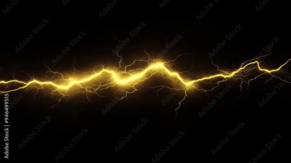 Yellow lightning bolt on black background. Light effect Stock ...