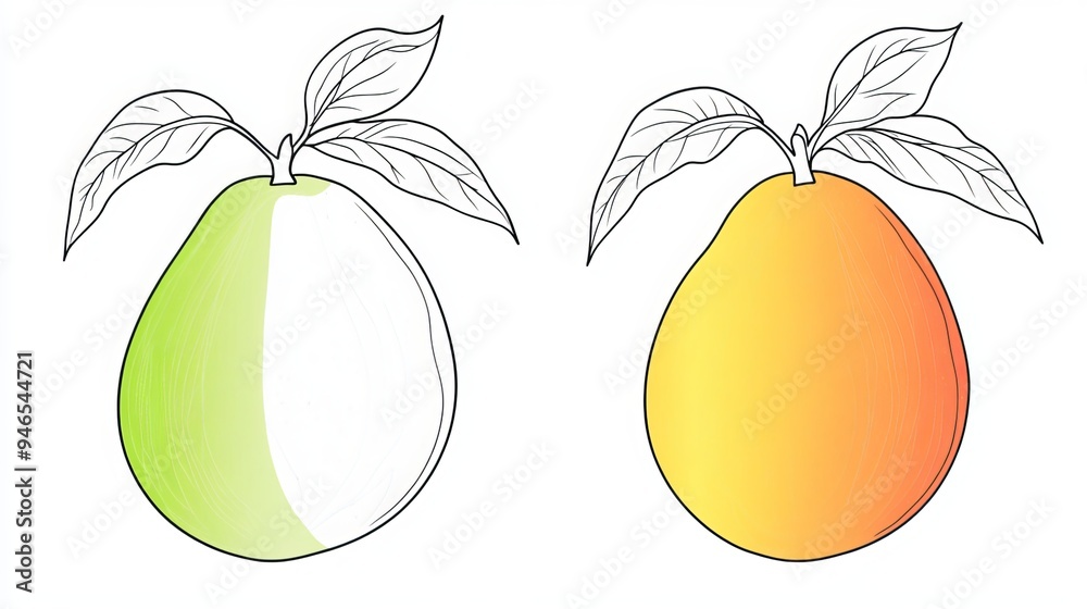 Color and trace fruits! Color this mango coloring page for kids. Mango ...
