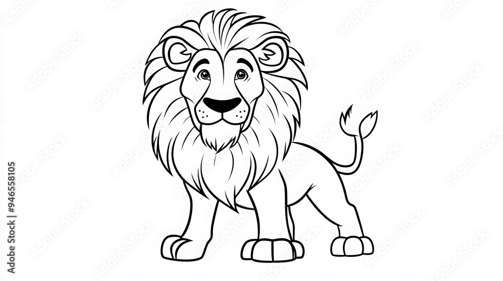 Fun lion coloring pages for young children. Trace and color the lion ...