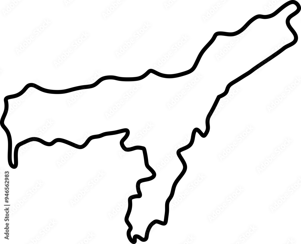 Assam Map Outline Stock Vector | Adobe Stock