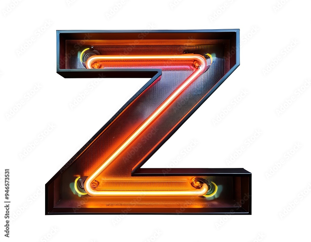 vector realistic isolated neon sign z letter typography alphabet font ...