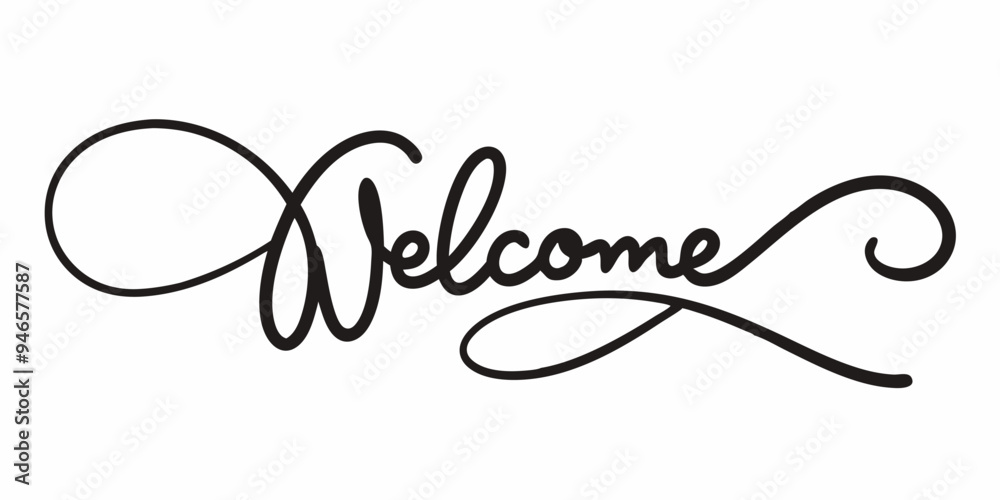 Elegant handwritten calligraphy of the word 'Welcome', perfect for ...