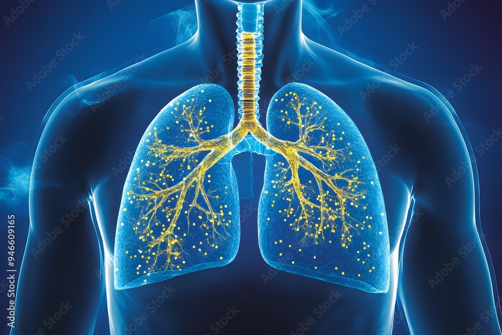 Detailed 3D illustration showcasing the human respiratory system with ...