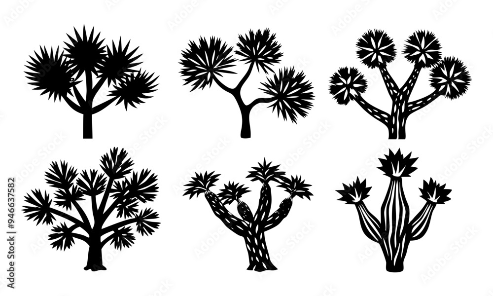 Vetor Download Differences Styles Of Joshua Tree Icon Vector Line Art ...
