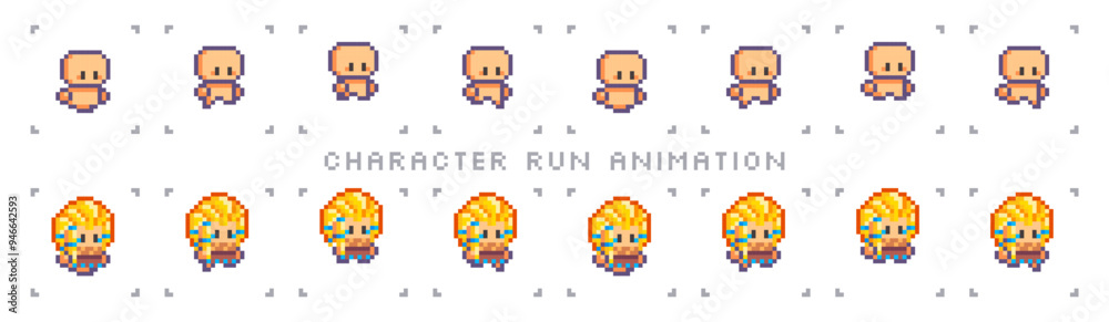 Pixel art character for the game. Sprite run animation for 2d games ...