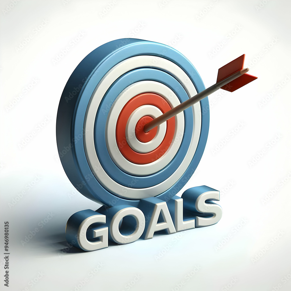 3D Isolated Vector of Target and Arrow with Goals Concept - Vector ...
