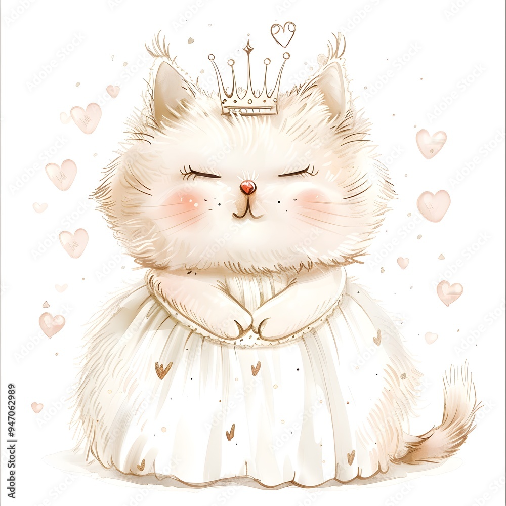 cute kawaii cat kitten princess dress and tiara, soft fluffy fur ...