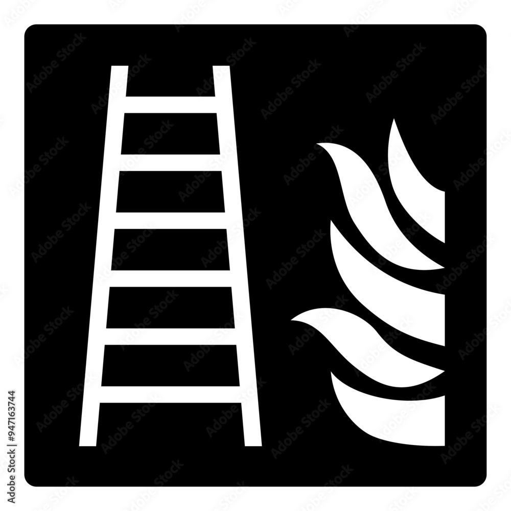 ISO fire prevention safety signs_fire ladder._symbol and pictogram only ...