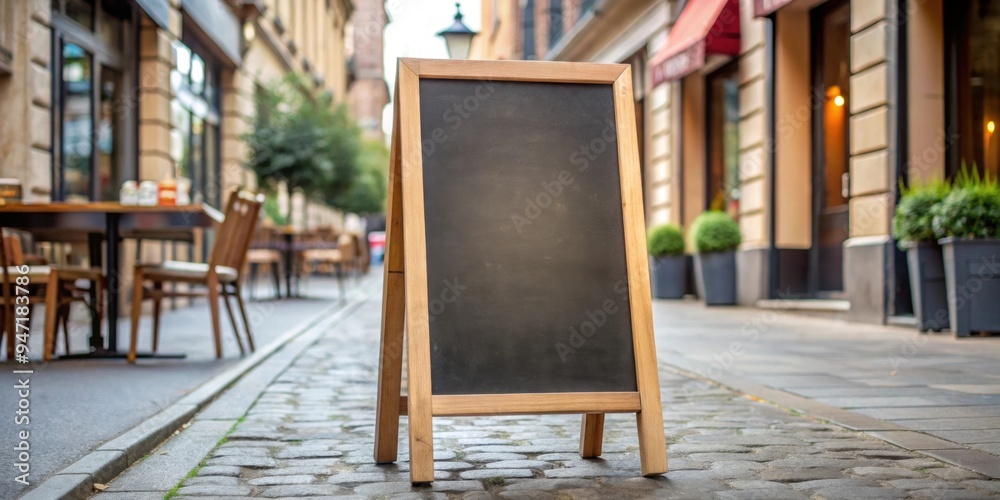 Empty sandwich board with menu and chalk drawing, menu, restaurant ...