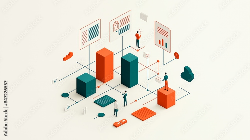 A modern illustration depicting data analysis with charts, graphs, and ...