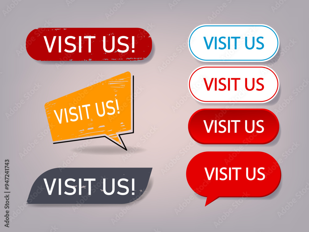 Visit us speech bubble communication label vector illustration. Icon ...