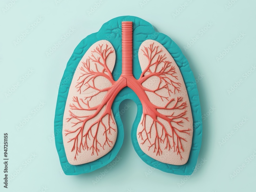 Conceptual illustration of a lung CT scan as a detailed map ...