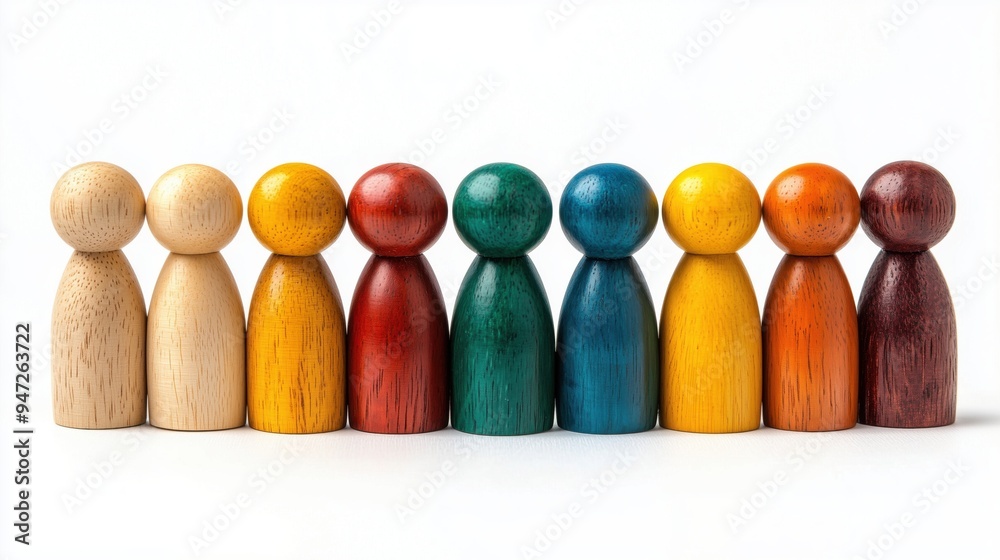 Inclusion, image representing a concept of inclusion, colored wooden ...