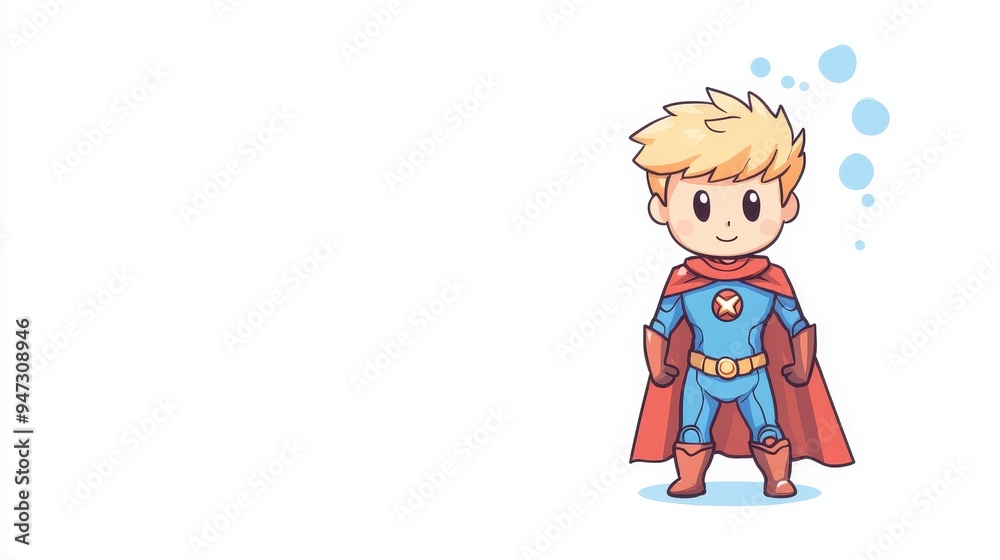 Cute Cartoon Superhero Boy Character Design Stock Illustration | Adobe ...