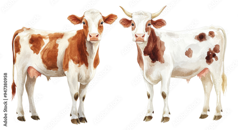 Cow, watercolor clipart illustration with isolated background. Stock ...