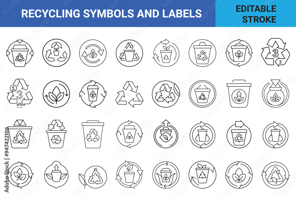 Recycling Symbols Icon: Versatile icon representing common recycling ...