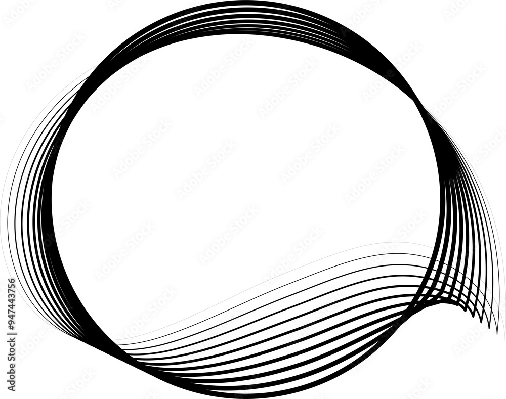Circle round curve with wavy line dynamic for badges, price tag, label ...