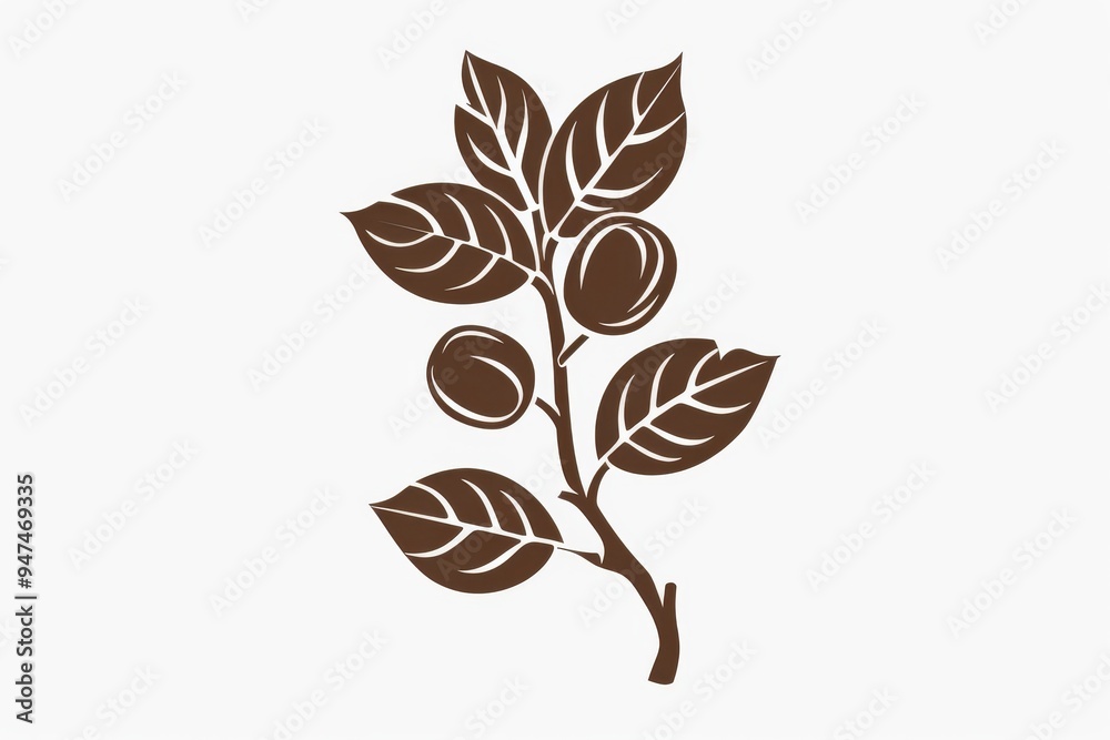Line art coffee branch logo, coffee bean drawing, coffee plant doodle ...
