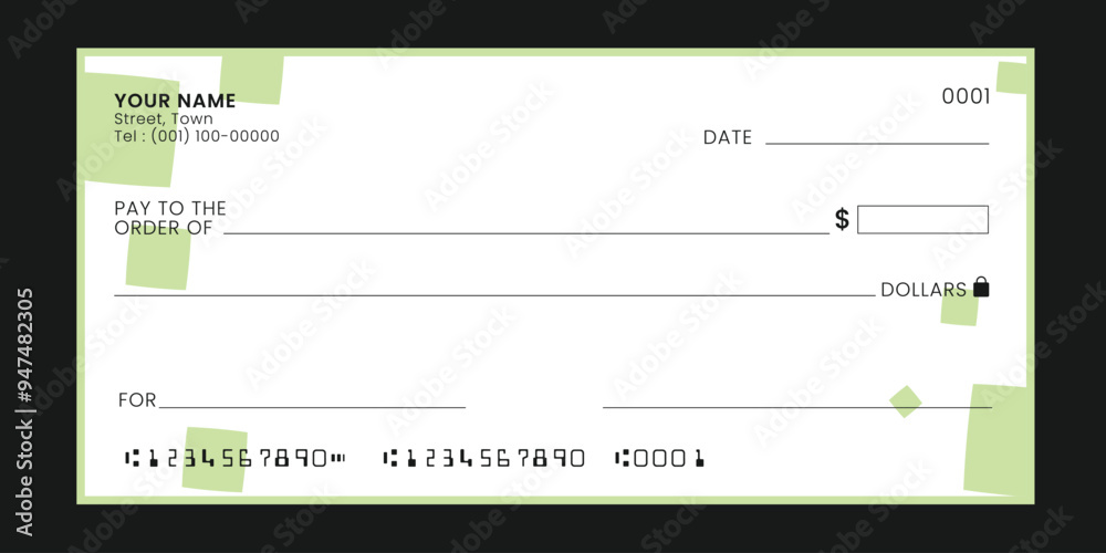 Blank bank cheque. Template banknote design, Voucher, Gift certificate ...