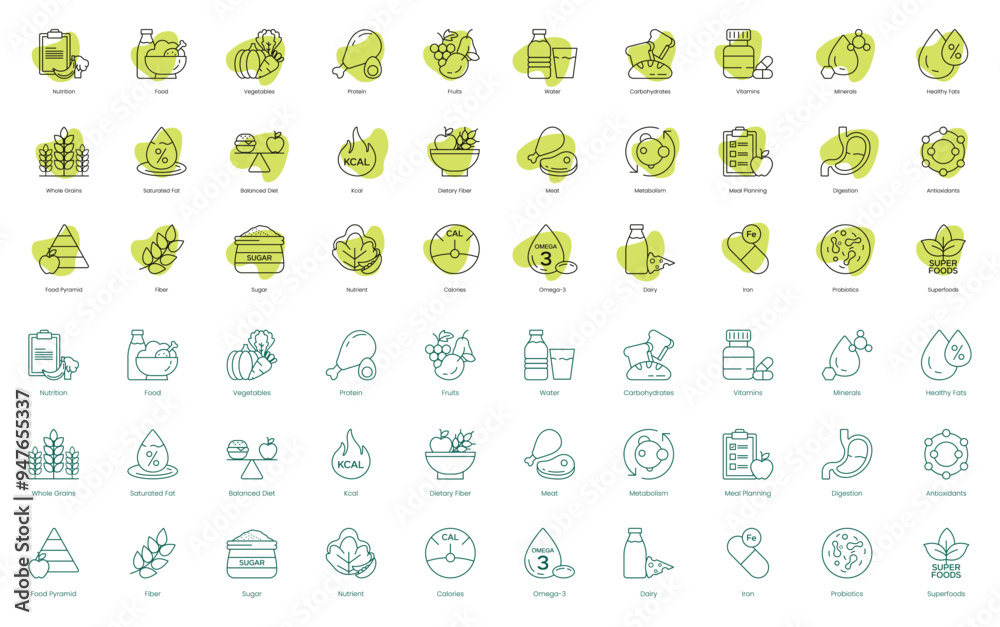 Ultimate Nutrition and Wellness Vector Icons: Nutrition, Food ...