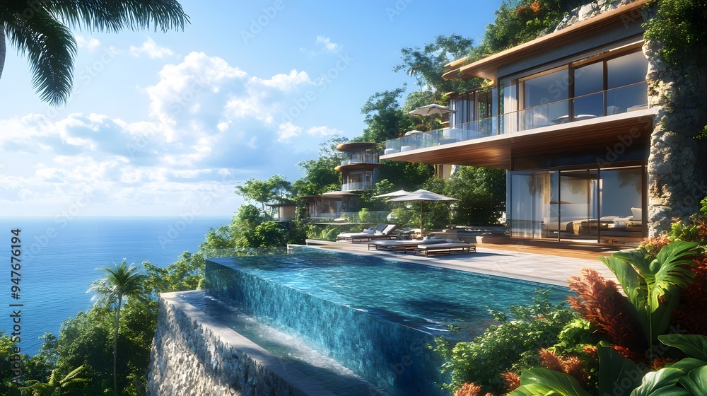 181. "A stunning 3D render of a luxury resort with private bungalows ...