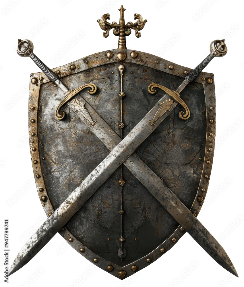 medieval sword and shield isolated on transparent background Stock ...