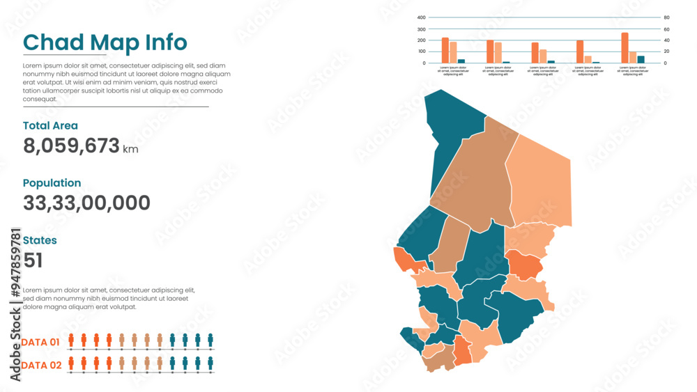 Vector de Stock Chad political map of administrative divisions states ...